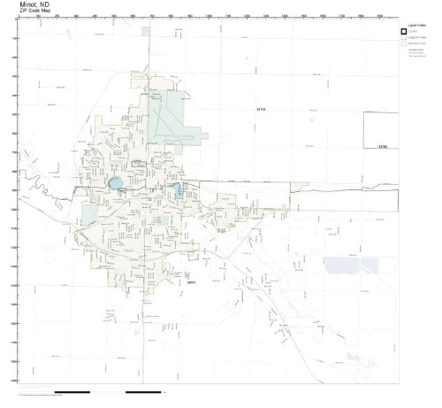 ZIP Code Wall Map of Minot, ND ZIP Code Map Not Laminated: Amazon.com ...