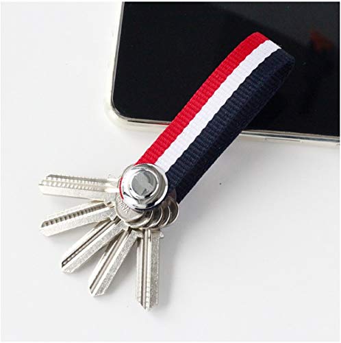 Rag&Sak Smart Key Organizer, Compact Key Holder Stripe Fabric Canvas ...