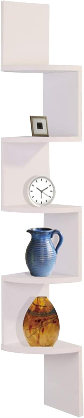 5-Tier Floating Corner Shelves, Zigzag Shape Wall Shelf Corner Shelf ...