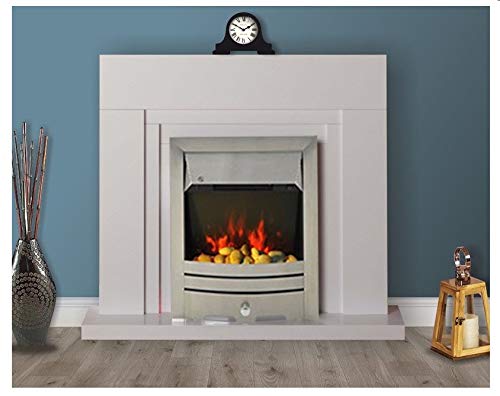 Buy ModaNuvo Modern White Electric Fireplace, Flat Wall 2KW Brushed ...