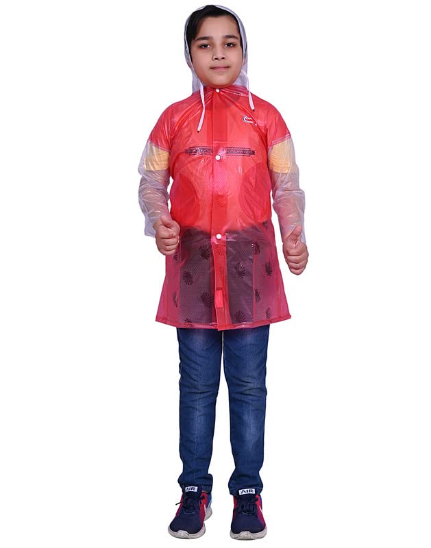 Dressify® Kids PVC Transparent Hood Raincoat with School Bag | Water ...