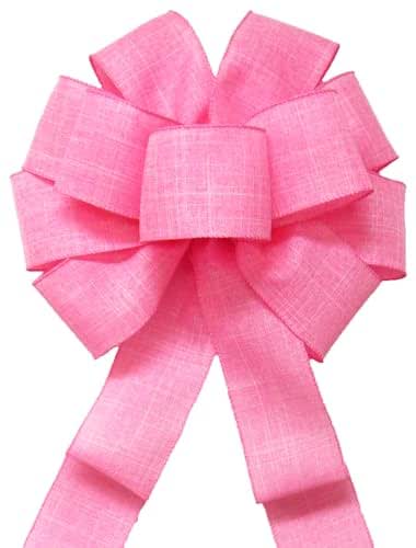 Amazon.com: 10" Light Pink Linen Wreath Bows by Alpine Holiday Bows ...
