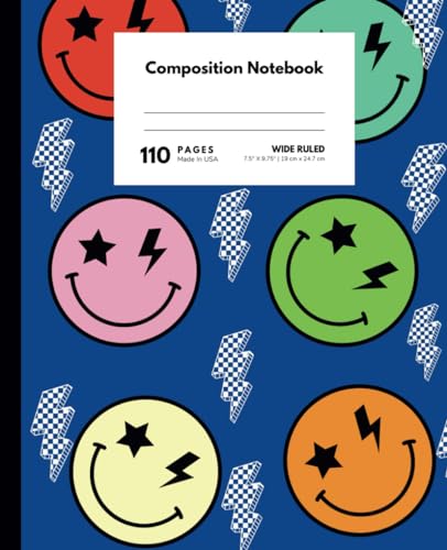 『Composition Notebook : Blue Preppy Happy Faces Notebook: Back To ...