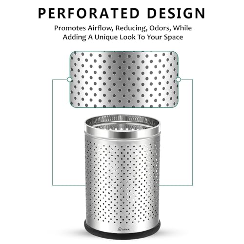 mofna Stainless Steel Perforated Dustbin for Home, Trash Can with Anti ...