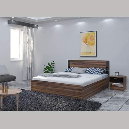 Klaxon Creach Queen Size Acrylic Headboard Bed Without Storage - Swiss ...