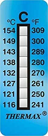 Thermax Temperature Indicating Label Strips, Irreversible, 8 Level, 116 ...