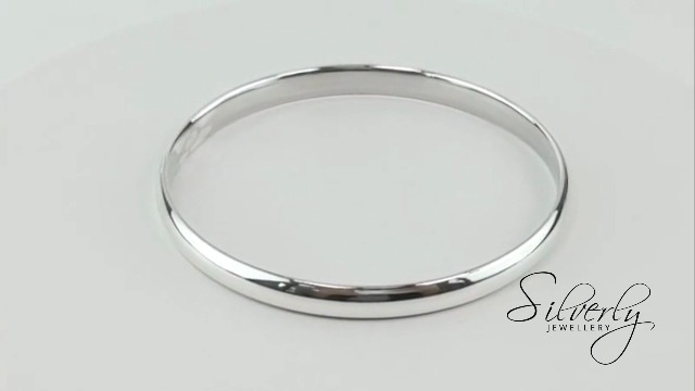 Watch Silverly 6mm Plain Round 925 Solid Silver Bangle Classic Sterling ...