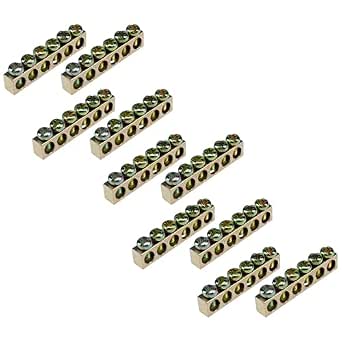 Coshar 10 Pieces 6 Positions Terminal Ground Bar Kit Brass Neutral Bus ...