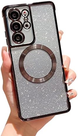Amazon.com: phylla Samsung Galaxy S21 Ultra Magnetic Gradient Glitter Phone Case Compatible with ...