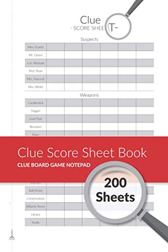 Clue Score Sheet Book - 200 Sheets - Clue Board Game Notepad: Pocket ...