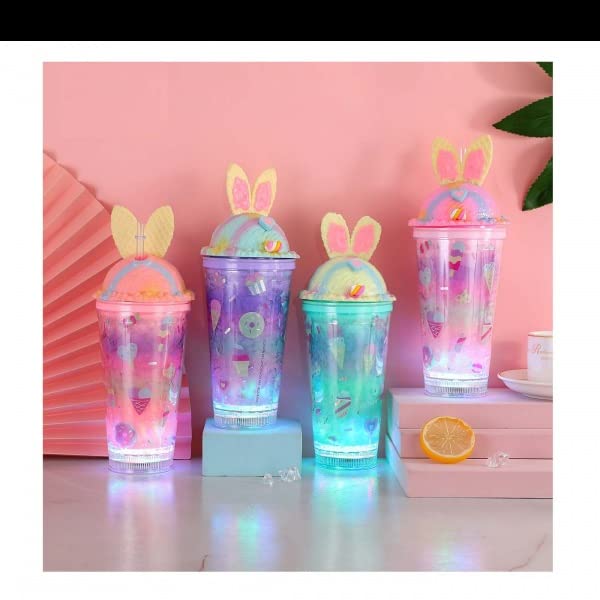 TEMSON Tumbler with Lid - Ice-Cream Design Sipper Bottle with Straw ...