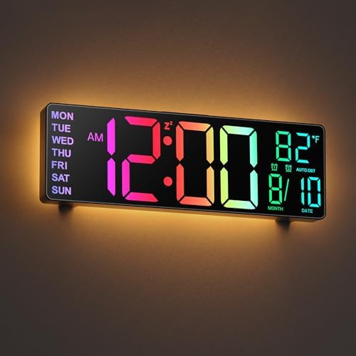 Amazon.com: JALL 16" Large Digital Wall Clock with Remote Control, Dual ...