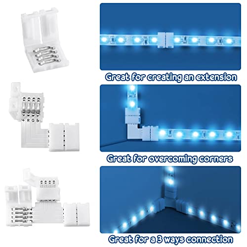 SIYINGSAERY LED Light Connector Kit, 5050 RGB 10mm 4 Pin Led Strip ...