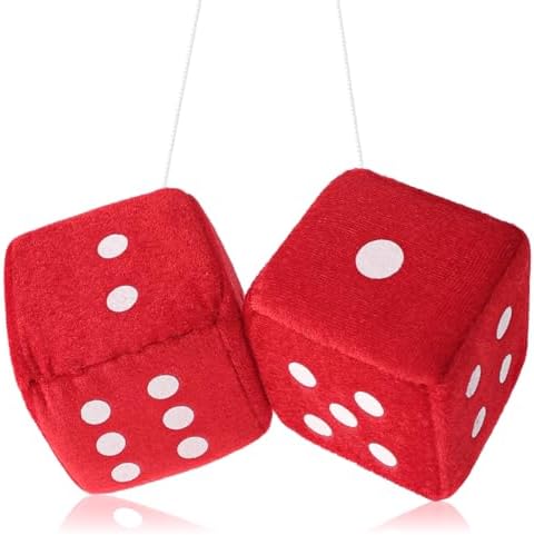 DIVINA VITAE Fuzzy Dice for Rear View Mirror, Red Fuzzy Dice for Car ...