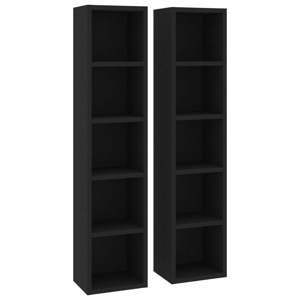 vidaXL CD Cabinets Pack of 2, Sleek Black Design, Spacious with 5 ...