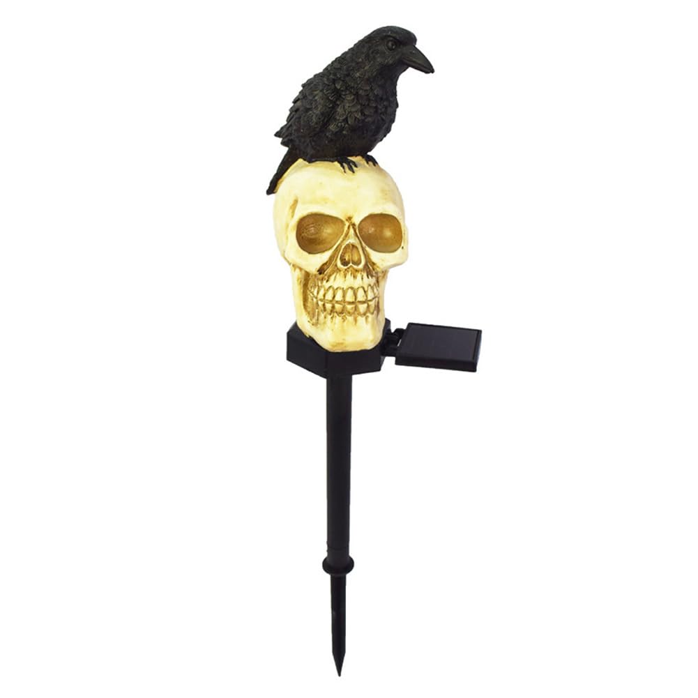 BomKra Skull Solar Lights Outdoor Garden Crow Halloween Garden ...