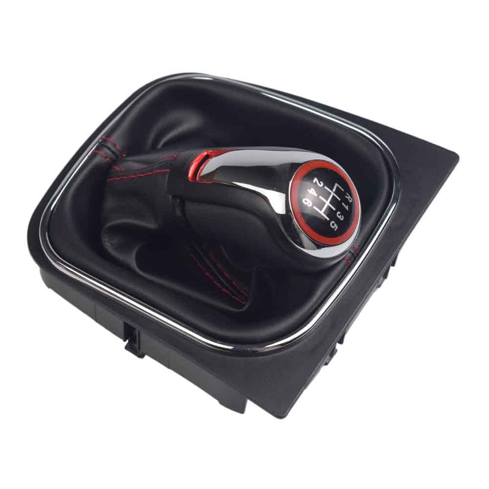 Amazon.com: Kakulkomen Manual Car 6 Speed Chrome Handle Leather Gear ...