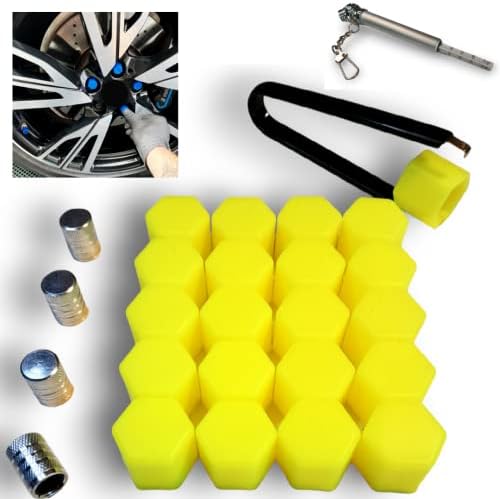 Amazon.com: Yellow 24 Pack 15mm Universal Colored Lug Nut Covers, 4 ...