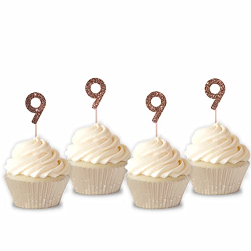 Amazon.com: Glitter Number 9 Cupcake Toppers | Set of 12 Glitter Nine ...