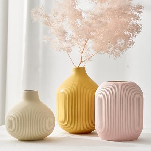Amazon.com: Octdays Farmhouse Ceramic Vase Decor: Small Boho Vases Set ...