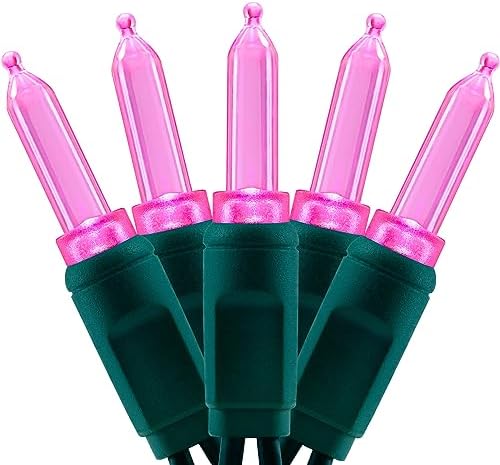 Amazon.com: YULETIME Pink LED Christmas Lights, 33 ft 100 Count 4 ...
