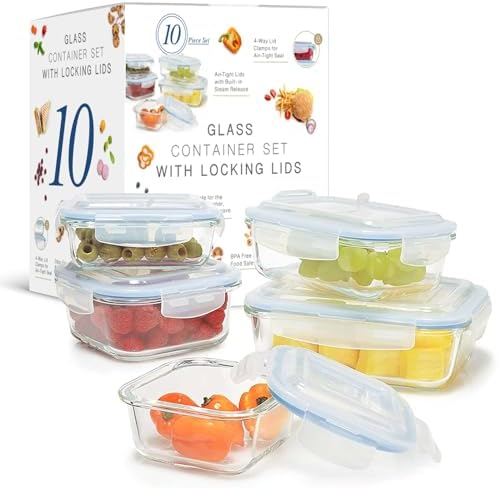Amazon.com: SILVER ONE 10 Pc Glass Food Storage Containers With Lids ...