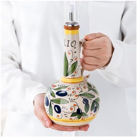 Amazon.com: Ceramic Olive Oil Dispenser Bottle 23oz, Hand Painted Olive ...