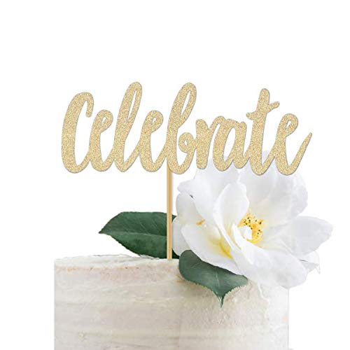 Amazon.com: Celebrate Cake Topper Gold | Celebration Party Decor ...
