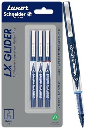 Luxor Schneider, LX-Glider Pens, Pack of 3, Ink- (Blue, Black, Red ...