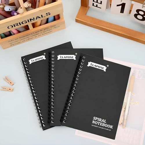 CLAPONE Spiral Unlined Notebook A5 (3 Pieces) 6.3X8.3inh 120 Pages ...