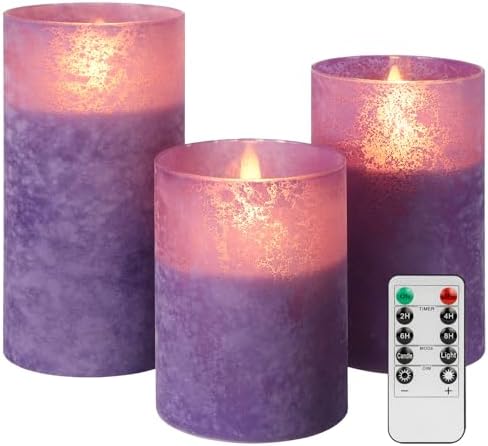 Amazon.com: yunsheng Flameless Advent Candles Purple and Pink, 4 Inch ...