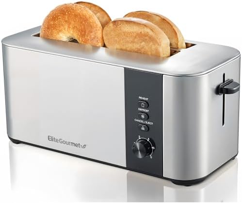 Amazon.com: Elite Gourmet ECT3401 Long Slot 4 Slice Toaster, 1.5” Slot ...