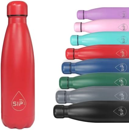 SIP Bottles - Stainless Steel Insulated Water Bottle - Leak Proof - Vacuum Insulated - 24 Hrs ...