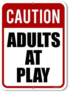 Amazon.com: Honey Dew Gifts Funny Signs, Caution Adults at Play 12 inch ...