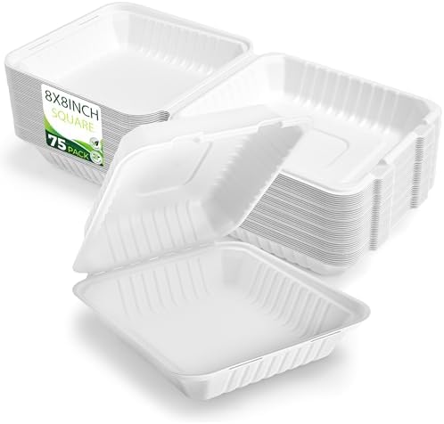 Amazon.com: Sunlive 100% Home Compostable 50 Pack Disposable Clamshell ...