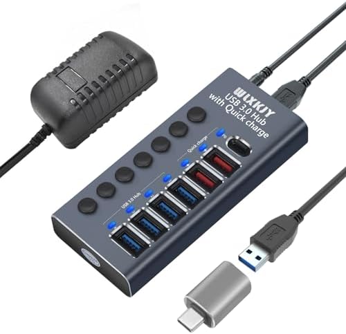 Amazon.com: Rosewill USB 2.0 Hub 7-Port HUB with Power Adapter (RHUB ...