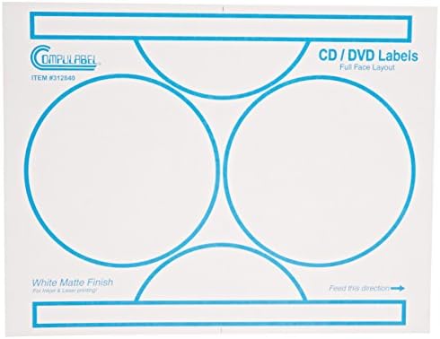 Amazon.com : Compulabel White CD/DVD Full Face Labels for Laser and ...