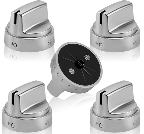 Upgraded 5 Pack WB03X24818 Stove Knobs Replacements Stainless Steel ...