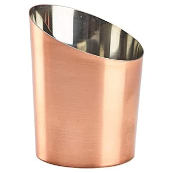 Genware Angled Copper Plated Serving Cup 9.5cm - Stainless Steel Chip ...
