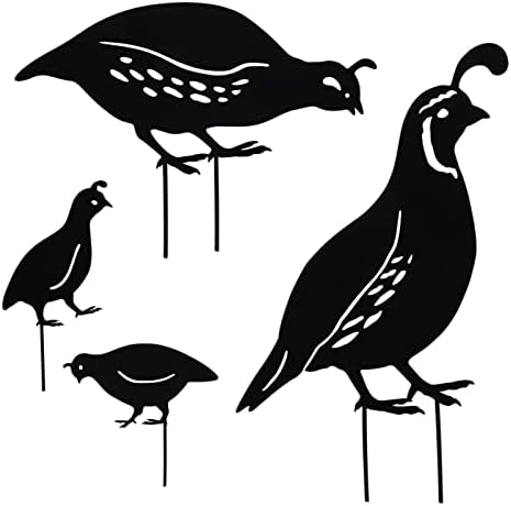 Amazon.com : NUOBESTY 4PCS Quail Garden Decorative Statues Metal Quail Garden Stakes Animals ...