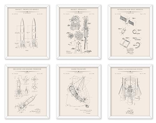 Amazon.com: Monem Art 6-Piece Space Exploration Blueprint Poster ...
