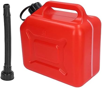 Gas Can 5L 1.3 Gallon ABS Leakage Free Red Portable with 27cm Pipe and ...
