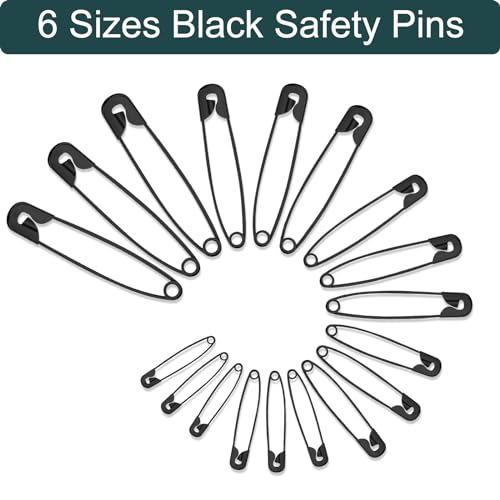 Snapklik.com : 600Pcs Black Safety Pin Assorted Size Safety Pin Small ...