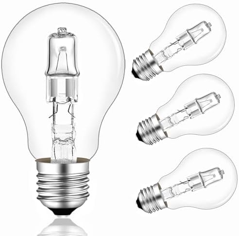 E27 42 Watt Halogen Classic Clear Light Bulb, Globe A55 E27 Dimmable ES ...