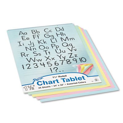 Colored Chart Tablet, Ruled, 24 x 32, YW/Pink/Salmon/BE/GN, 25 Sheets ...