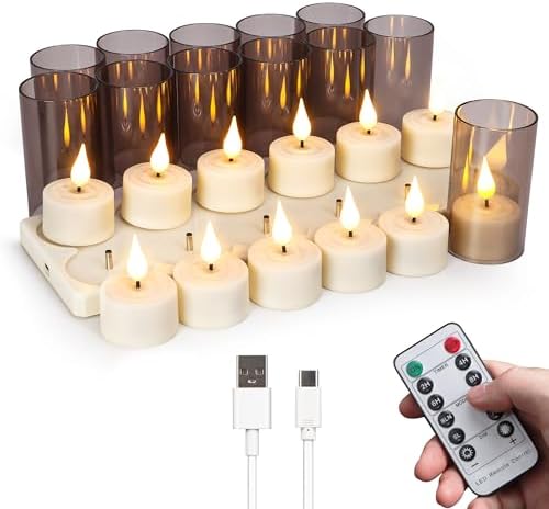 Amazon.com: yunsheng Rechargeable Flameless Tea Lights Candles with ...