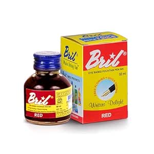 Bril Fountain Pen Ink (60 ML) | Red Color | Free Flowing | Quick Drying ...