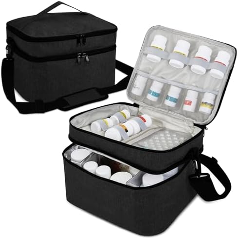 Amazon.com: Tesuko Pill Bottle Organizer Bag with Shoulder Strap ...
