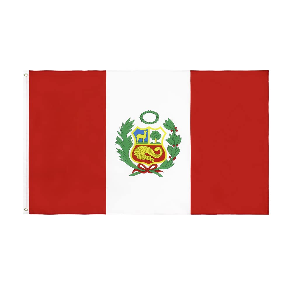 Amazon.com : ANJOR Peru Flag 3x5Fts - Peruvian Flags With Brass ...