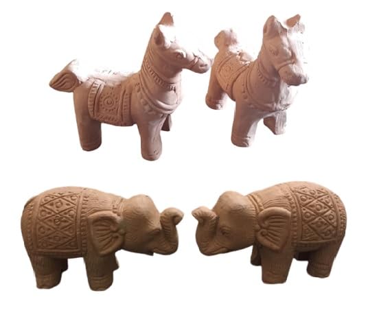 Buy Combo Set of Toy Baby Elephant Horse Hati Ghoda Handmade Terracotta ...
